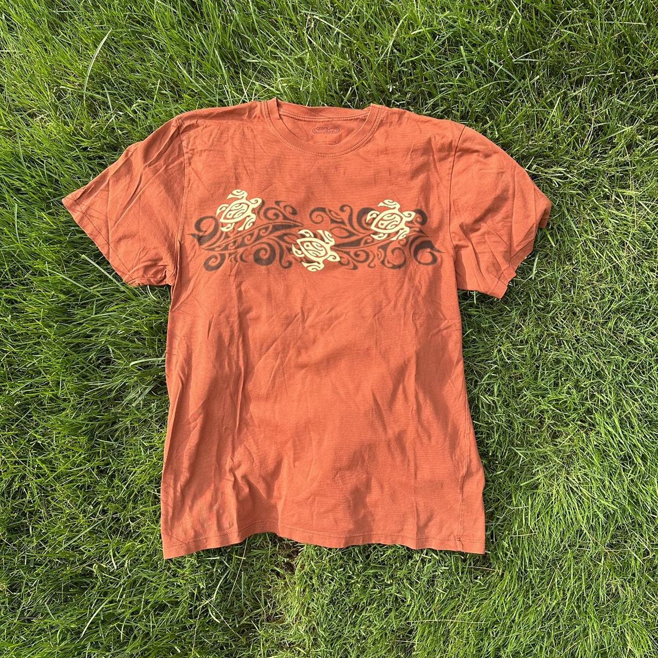 burnt orange turtle hawaiian shirt men’s size... - Depop
