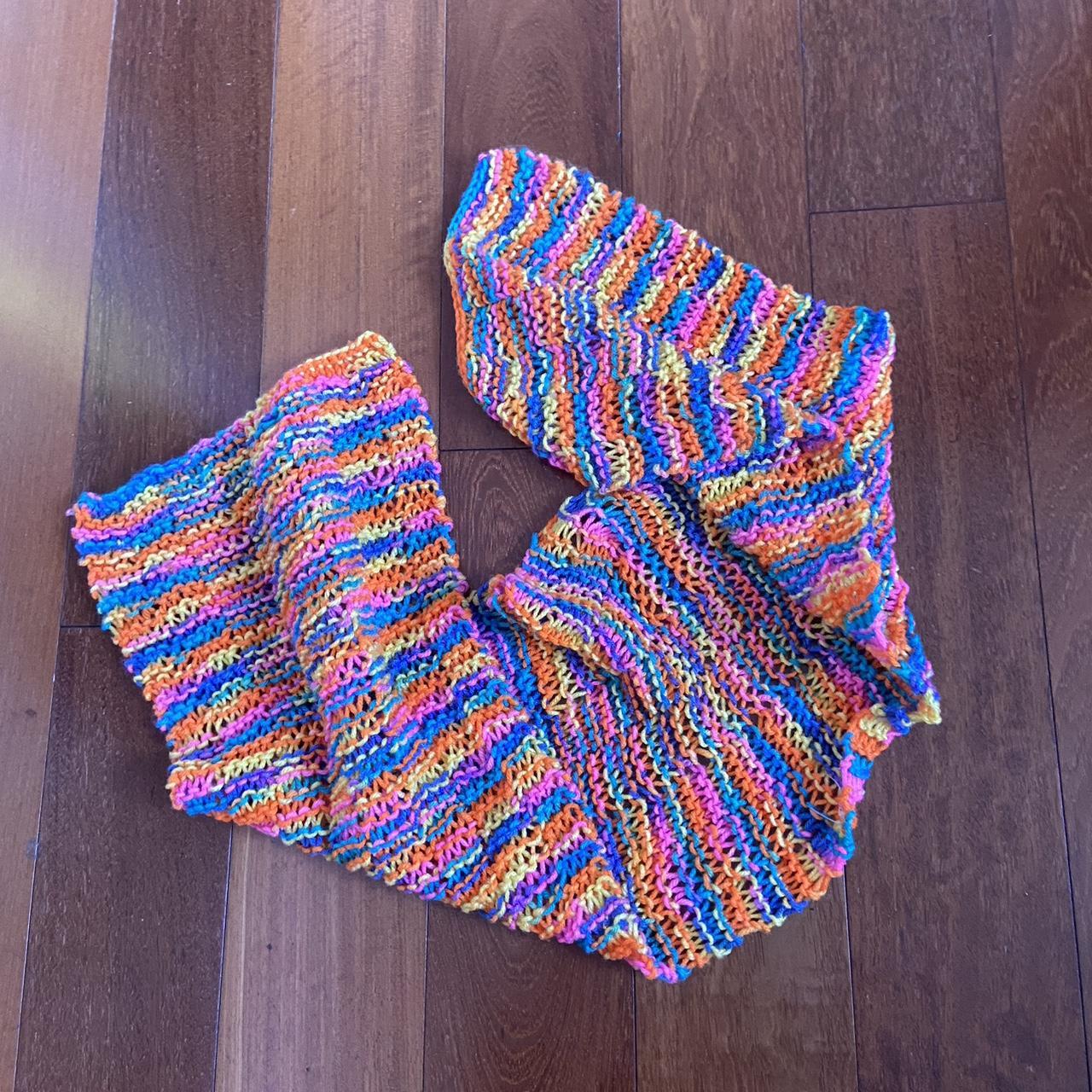 rainbow scarf authentic & hand knitted!! - Depop