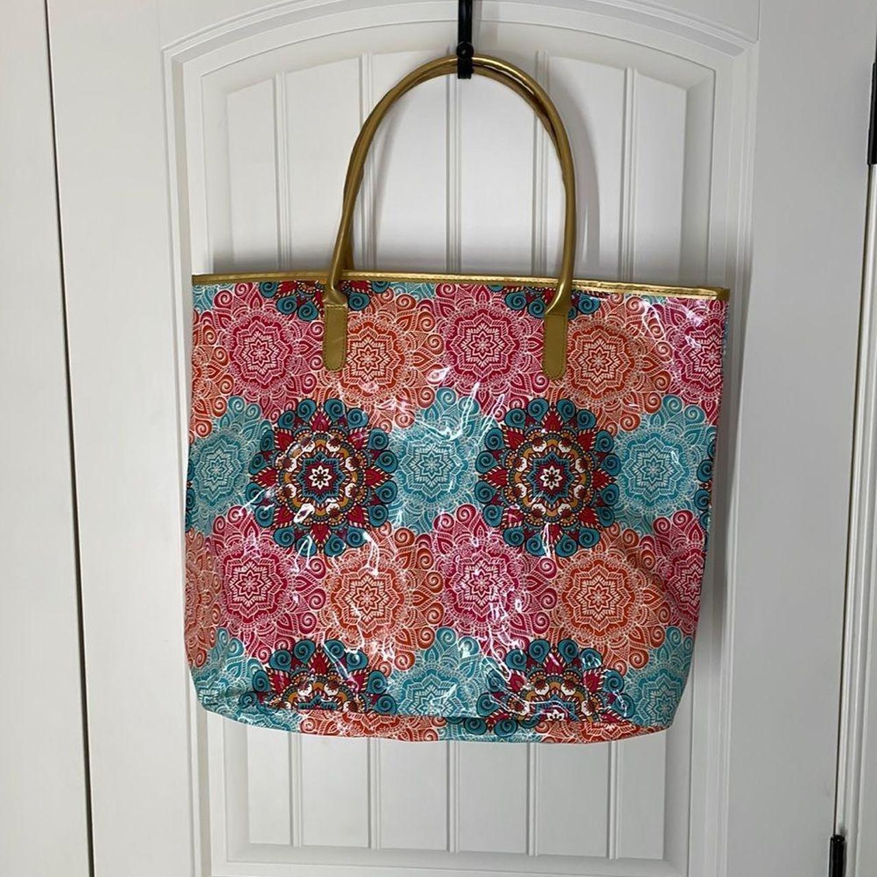 Paisley print large plastic beach pool tote... - Depop