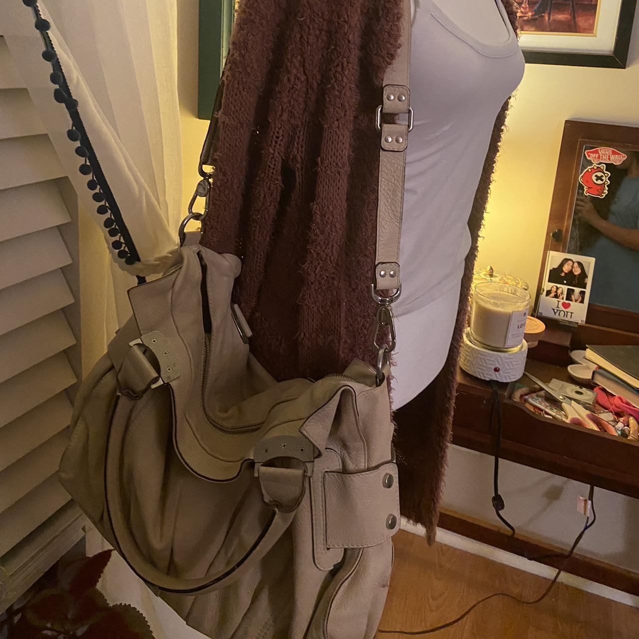 Made with genuine leather beige bag with a unique... - Depop