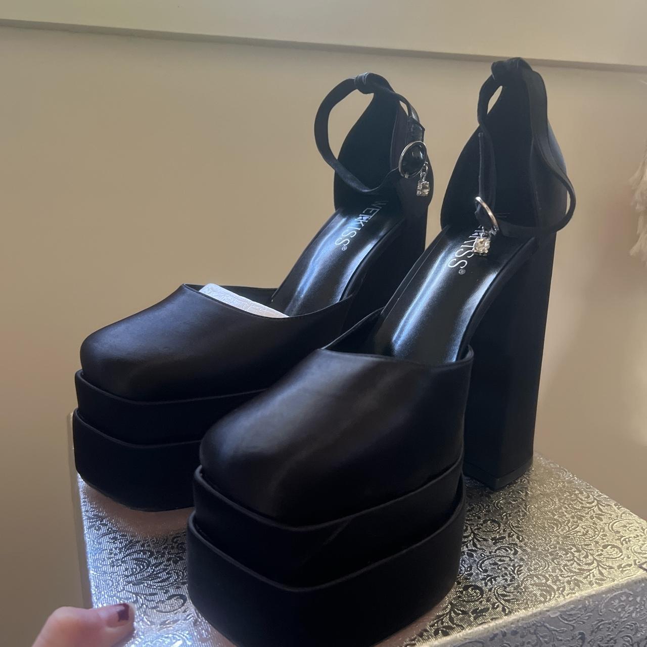 Super Cute! Chunky Platform Heels with ankle strap... - Depop