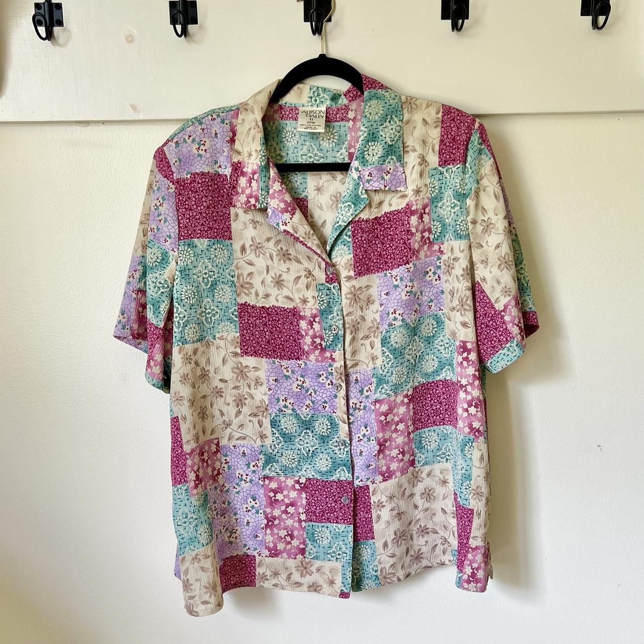 #Patchwork Button Down Allison Daley Size 20W Bust 54 - Depop #Patchwork Button Down Allison Daley Size 20W Bust 54 - Depop