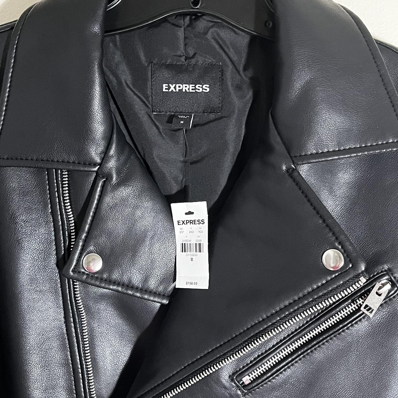 Men’s Express Black Vegan Leather Moto Biker... - Depop