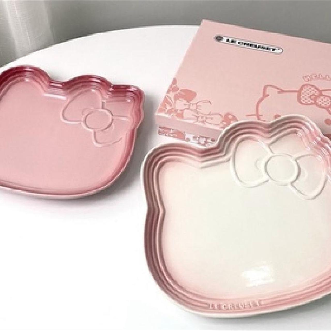 Le Creuset Hello Kitty Plate Face Baby Pink Rose... | Depop