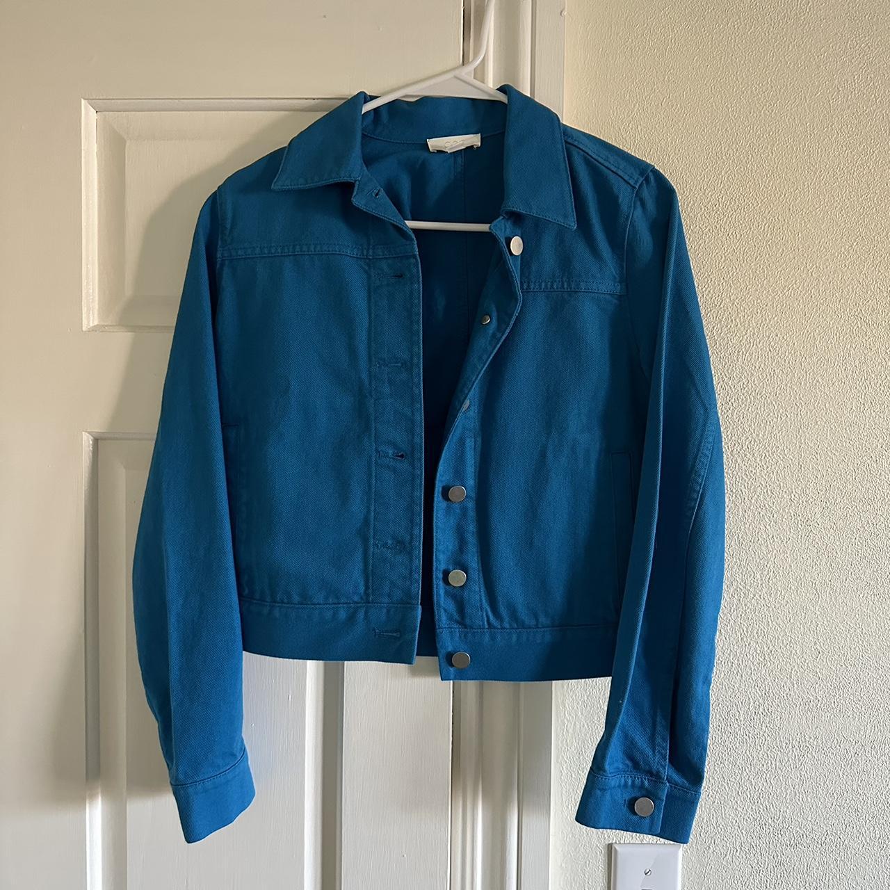 COS cropped jacket in a beautiful blue with silver... - Depop
