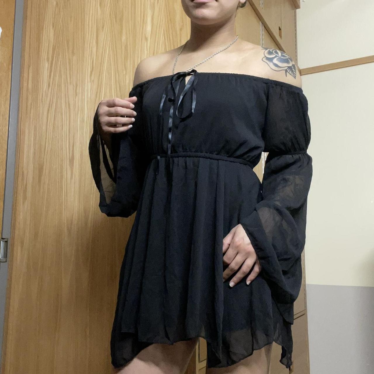 REPOP black whimsy goth/cottage core long sleeve off... | Depop