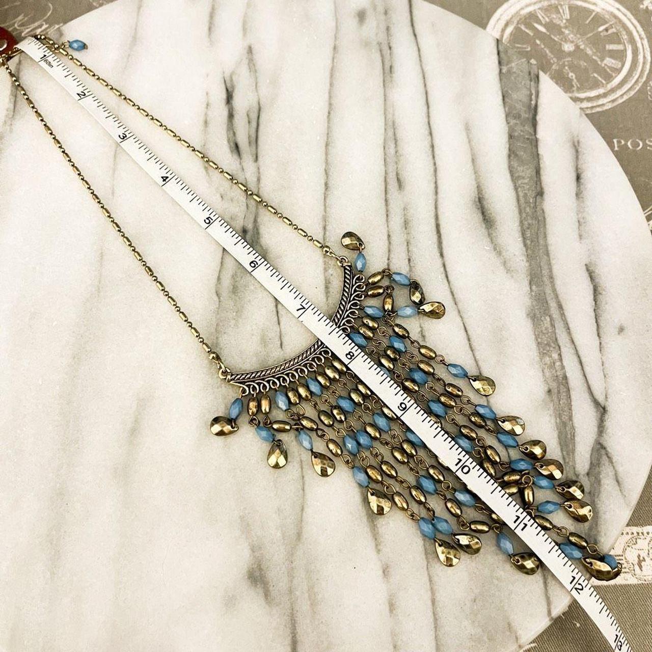 Express Necklace Colors: Gold Blue Style: Beaded... - Depop