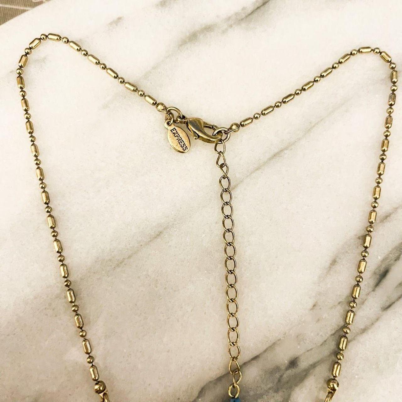 Express Necklace Colors: Gold Blue Style: Beaded... - Depop