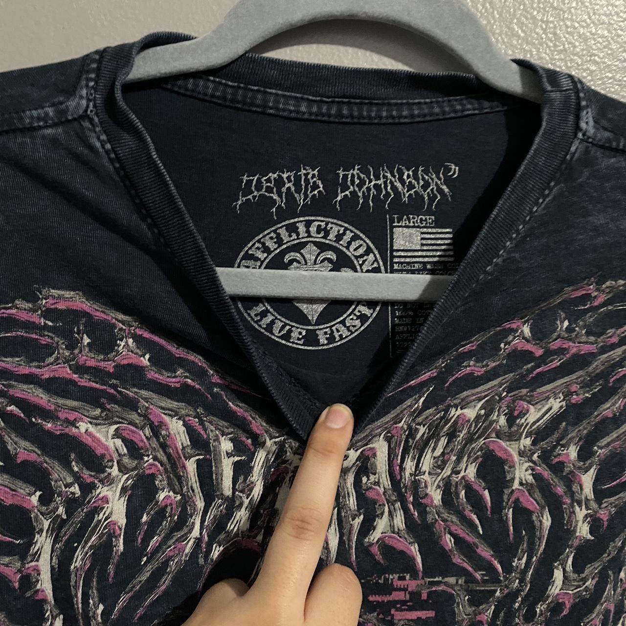 navy affliction longsleeve soft thin crazy print... - Depop