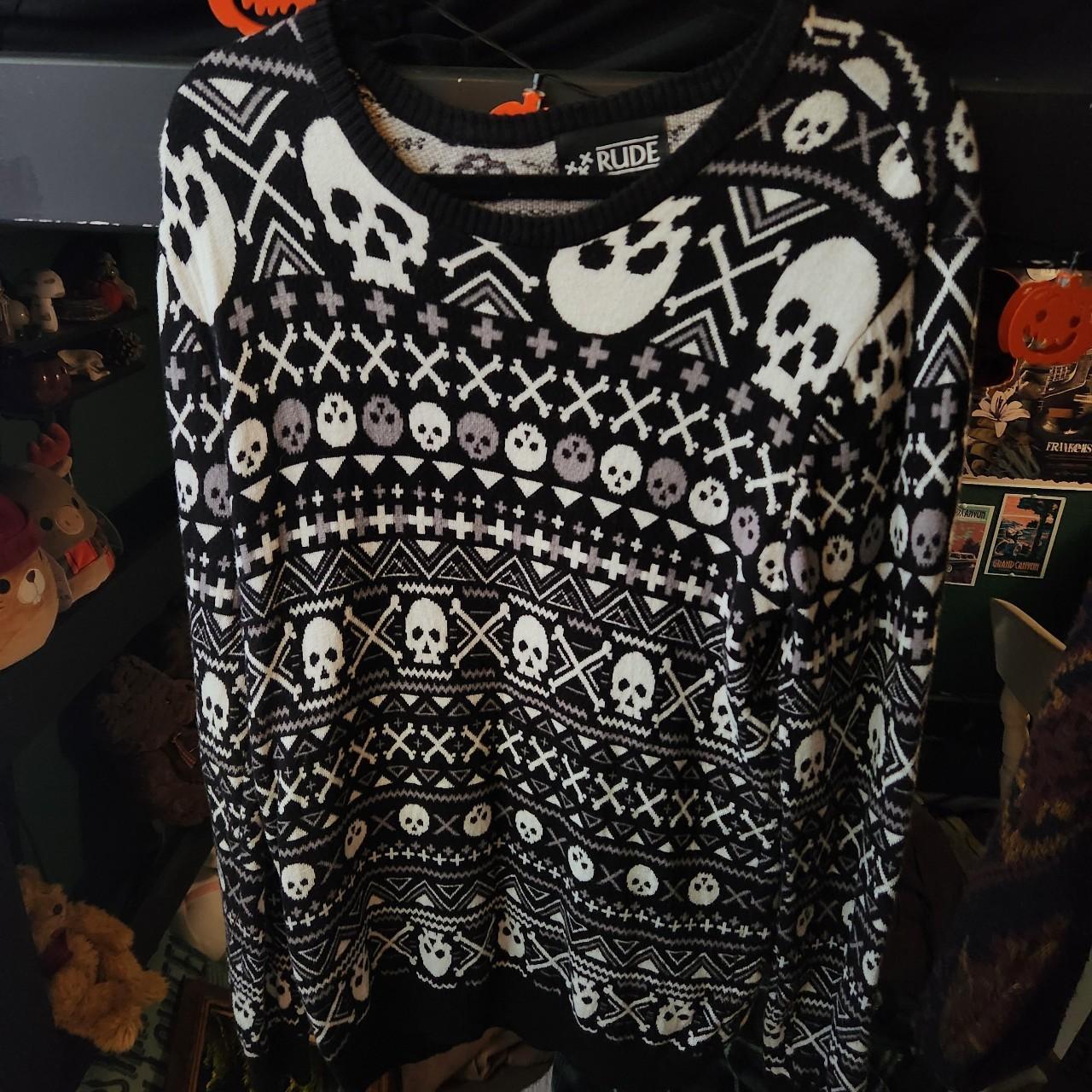 XXX Rude skeleton christmas sweater size: m -... - Depop