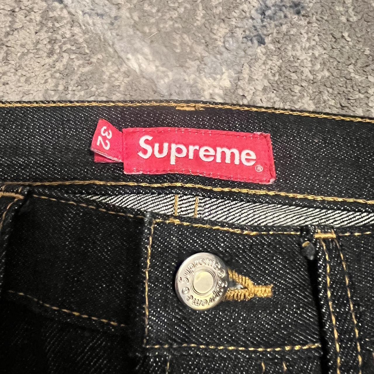 Supreme navy blue jeans - men’s size 32 slim -... - Depop