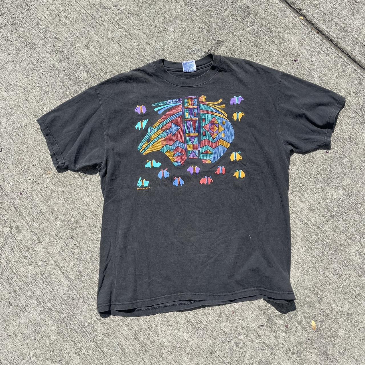 Vintage 90s Animal Nature Print T shirt XL Hanes XL... - Depop