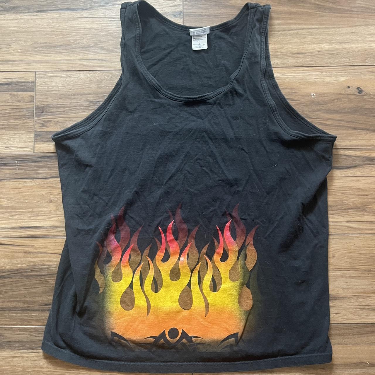 Vintage Tribal Flames Tank top XL Good shape see... - Depop