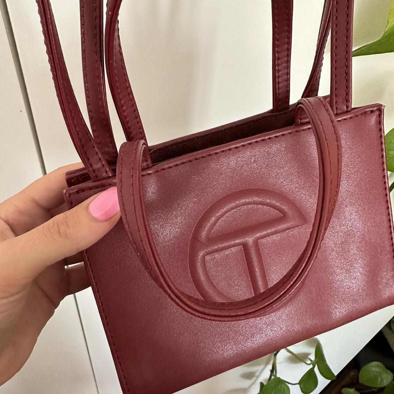telfar oxblood burgundy small / mini shopping bag... - Depop