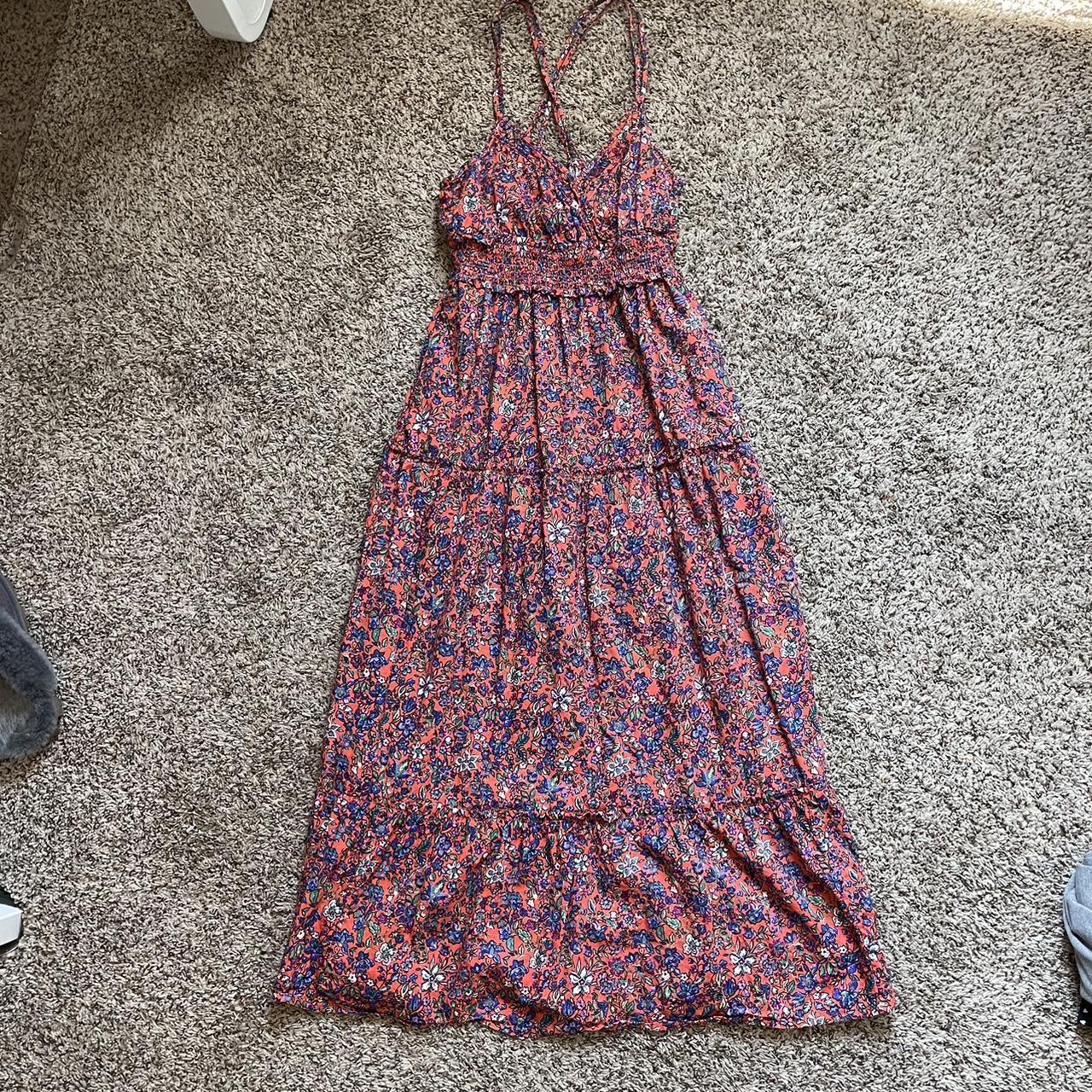 Universal threads maxi floral print dress. Cross... - Depop