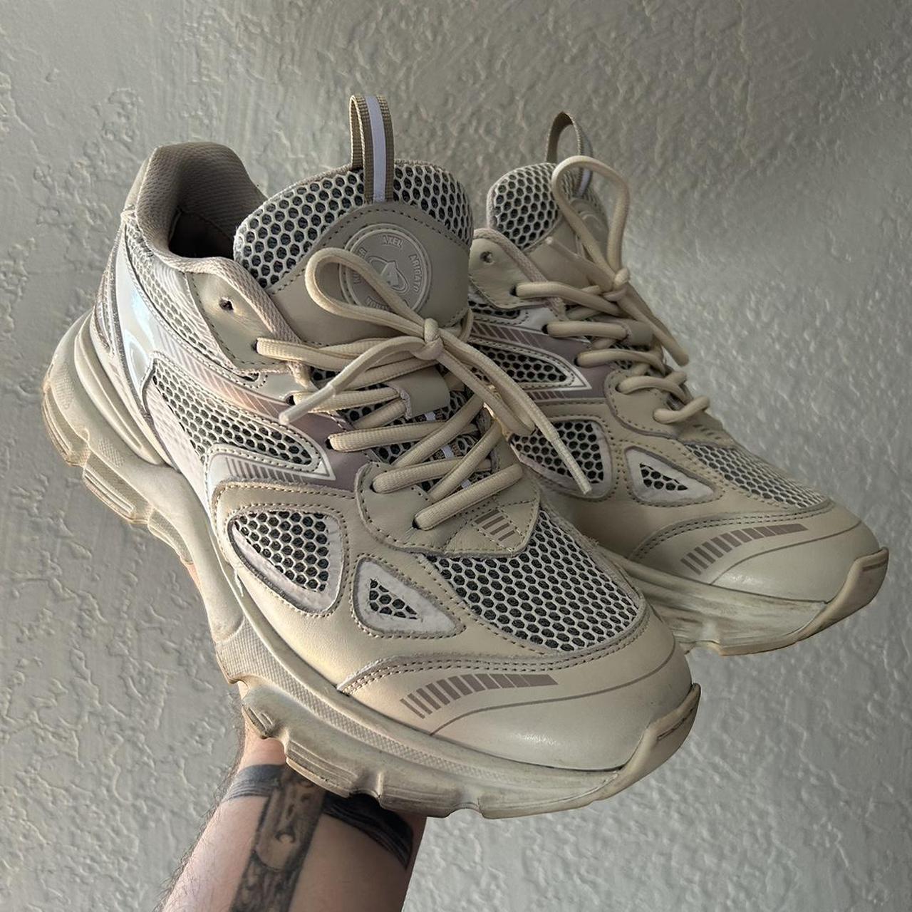 Beige Axel Arigato Marathon Runner Sneakers, size 8... - Depop