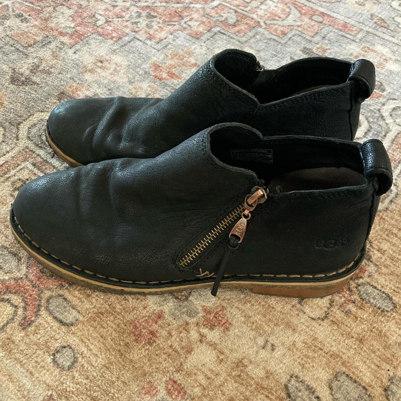 Black leather UGG clementine ankle boots with side... | Depop