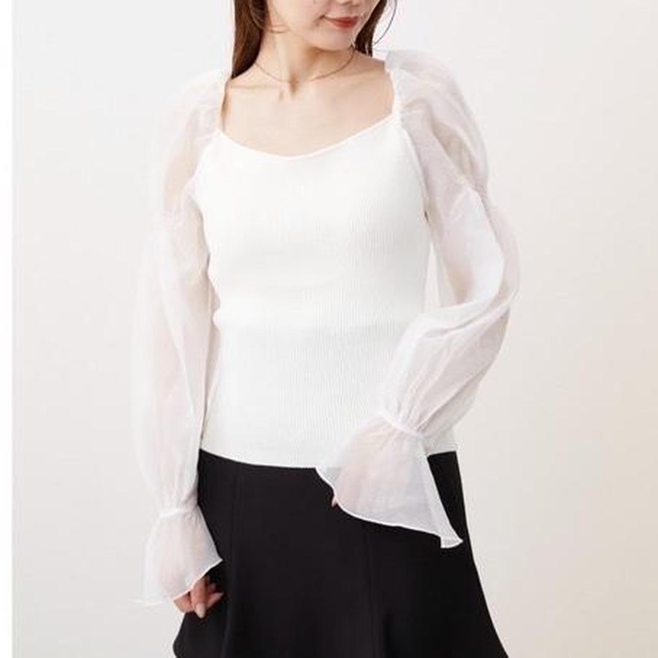 Snidel sheer sleeve corset knit pullover top - Depop