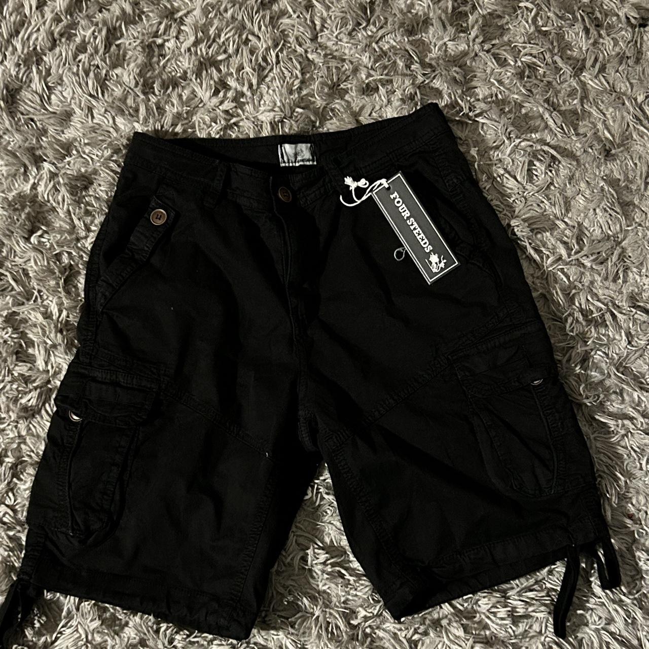 Plain Black cargo Shorts - Depop
