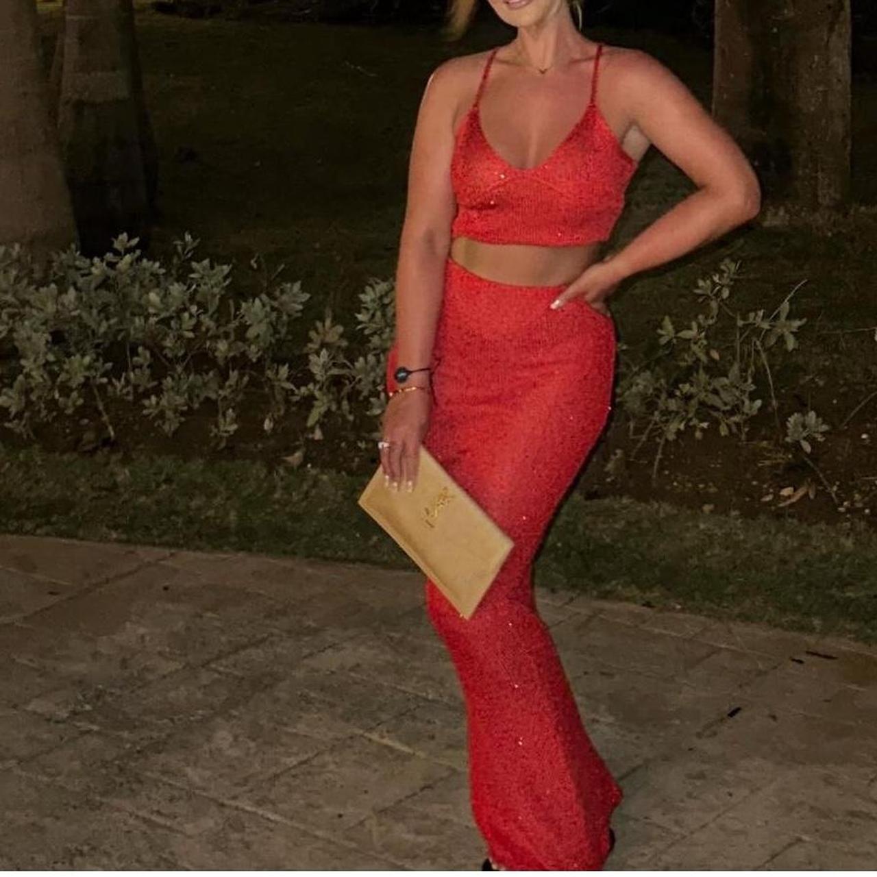 Asta Resort Carolina set Red sequin 2-piece set -... - Depop