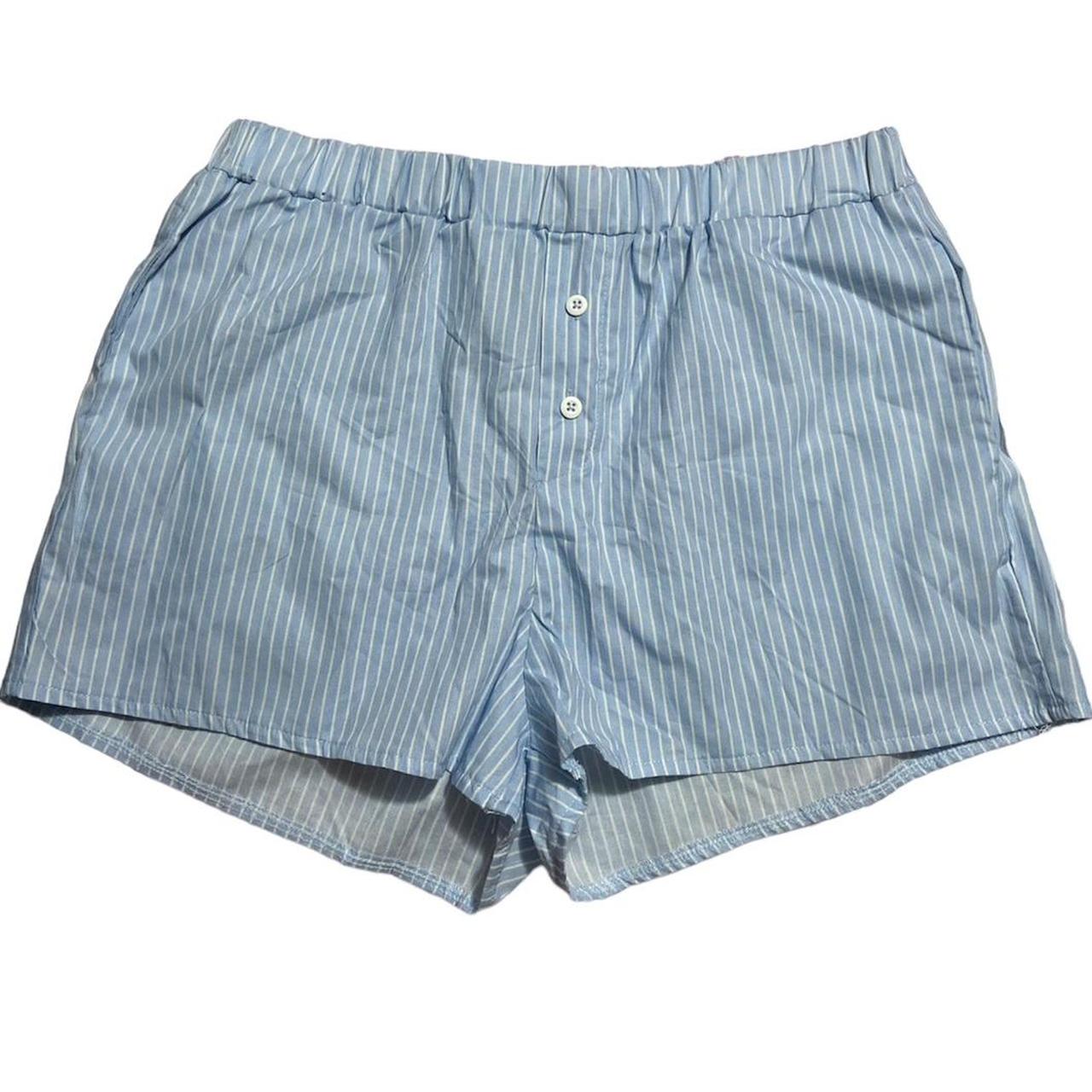Blue striped boxer shorts Size M Has pockets... - Depop