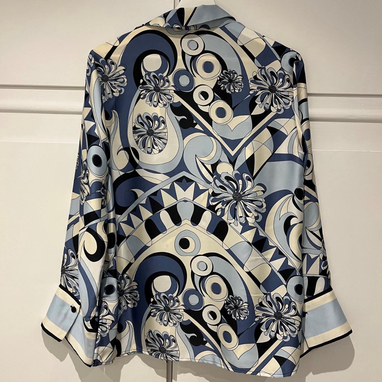 Silk blue pattern blouse H&M Gorgeous outfit... - Depop