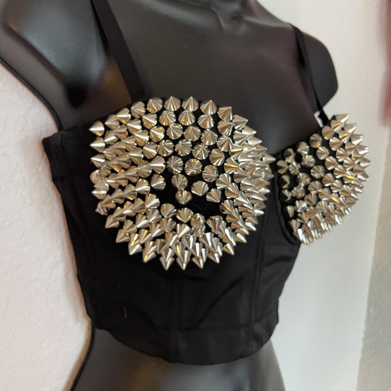 🕷️. spiked corset bra 🕷️. size m 🕷️. $40 plus $5... - Depop