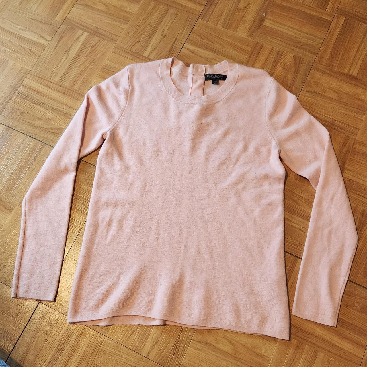 Baby Pink Wool Sweater with buttons in back Light... - Depop
