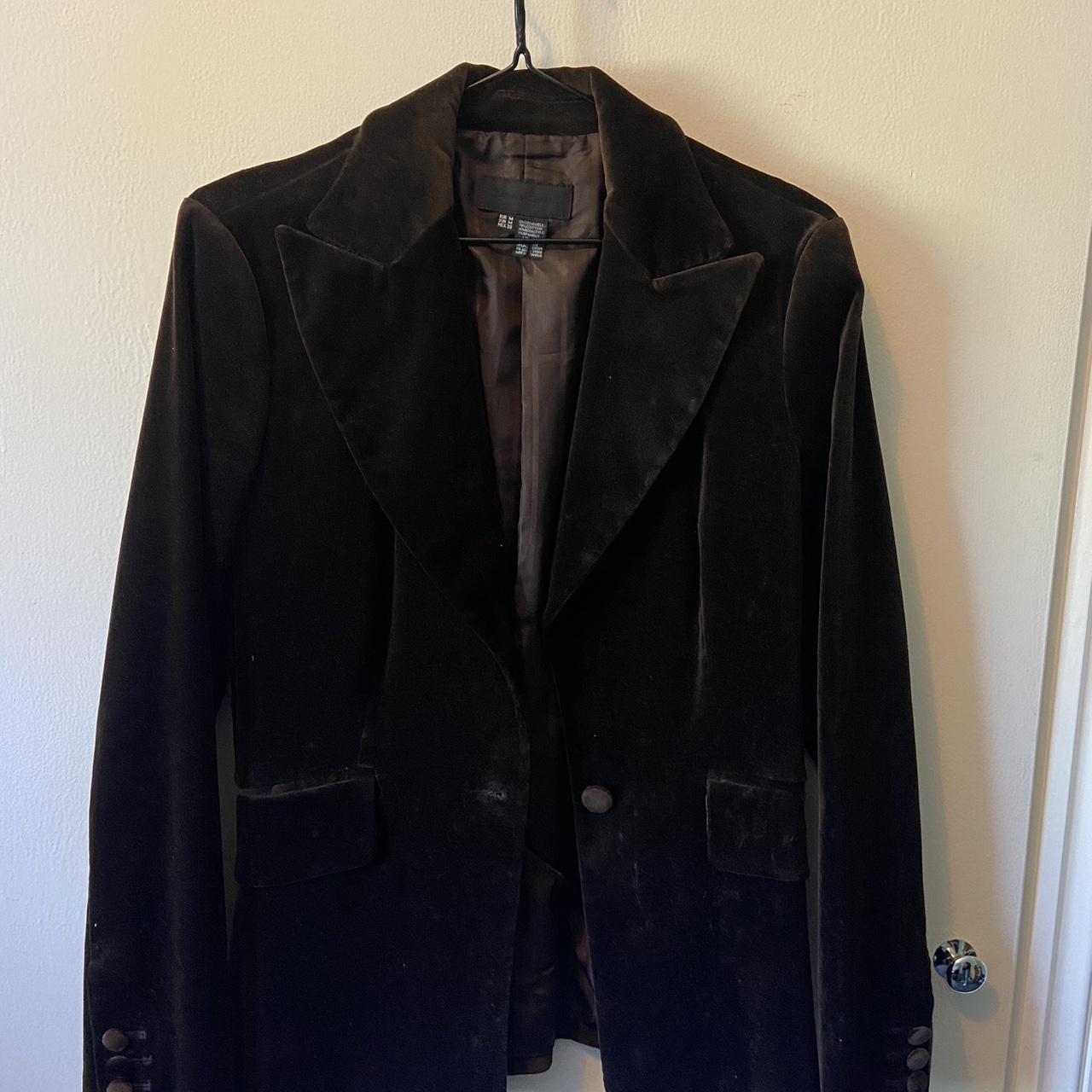 Zara crushed velvet brown jacket UK size... - Depop