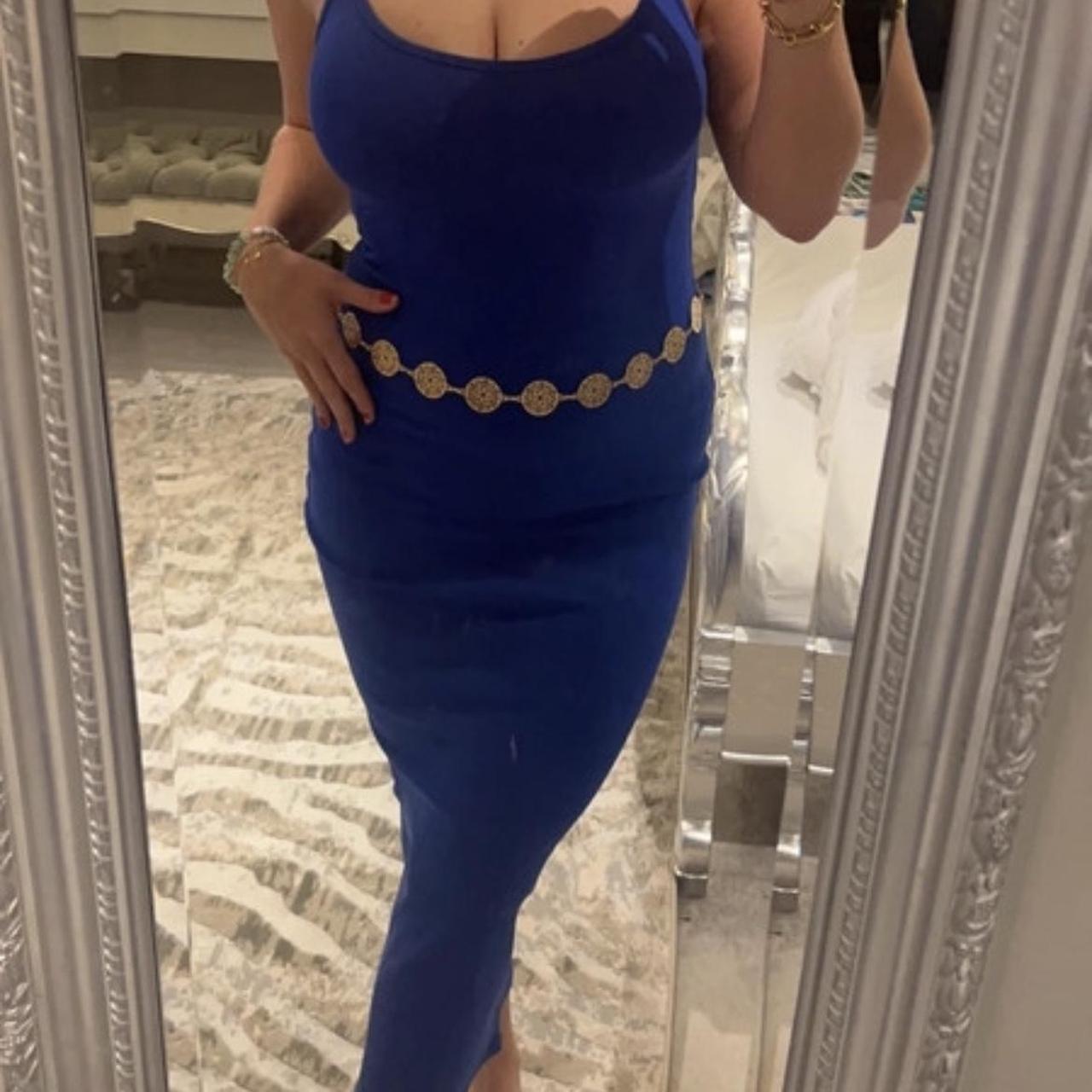 Meshki blue ribbed midi dress - Depop