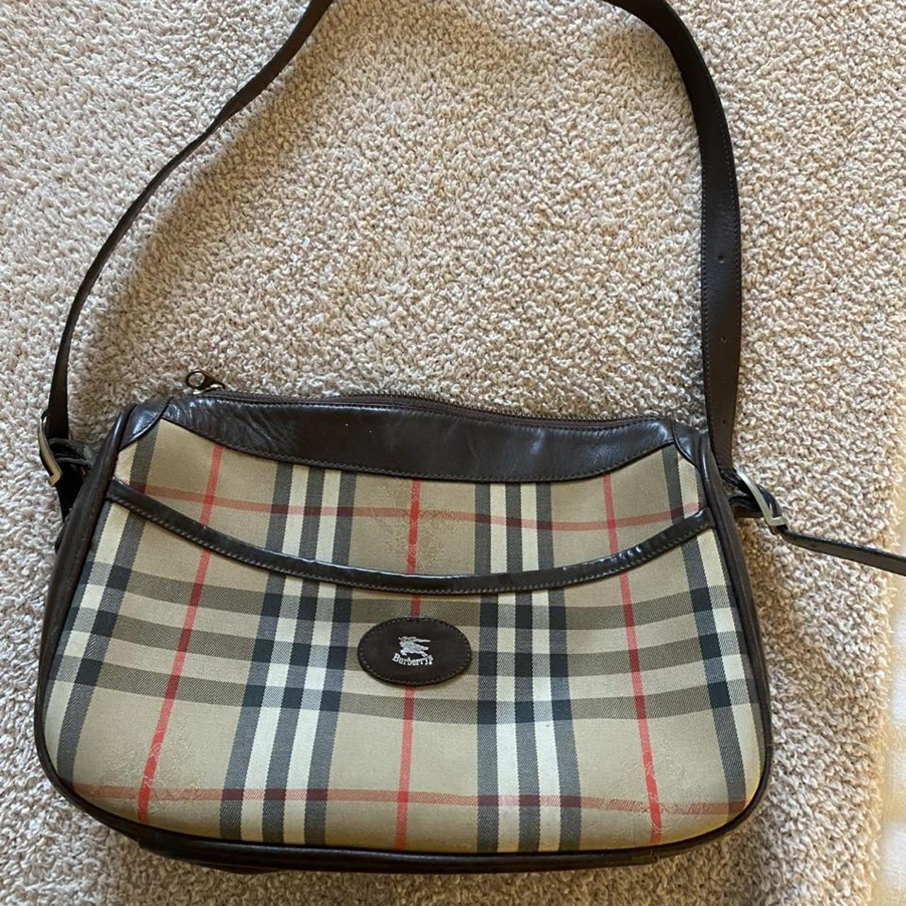 Burberry Vintage Nova Check Shoulder Bag — Leather... - Depop