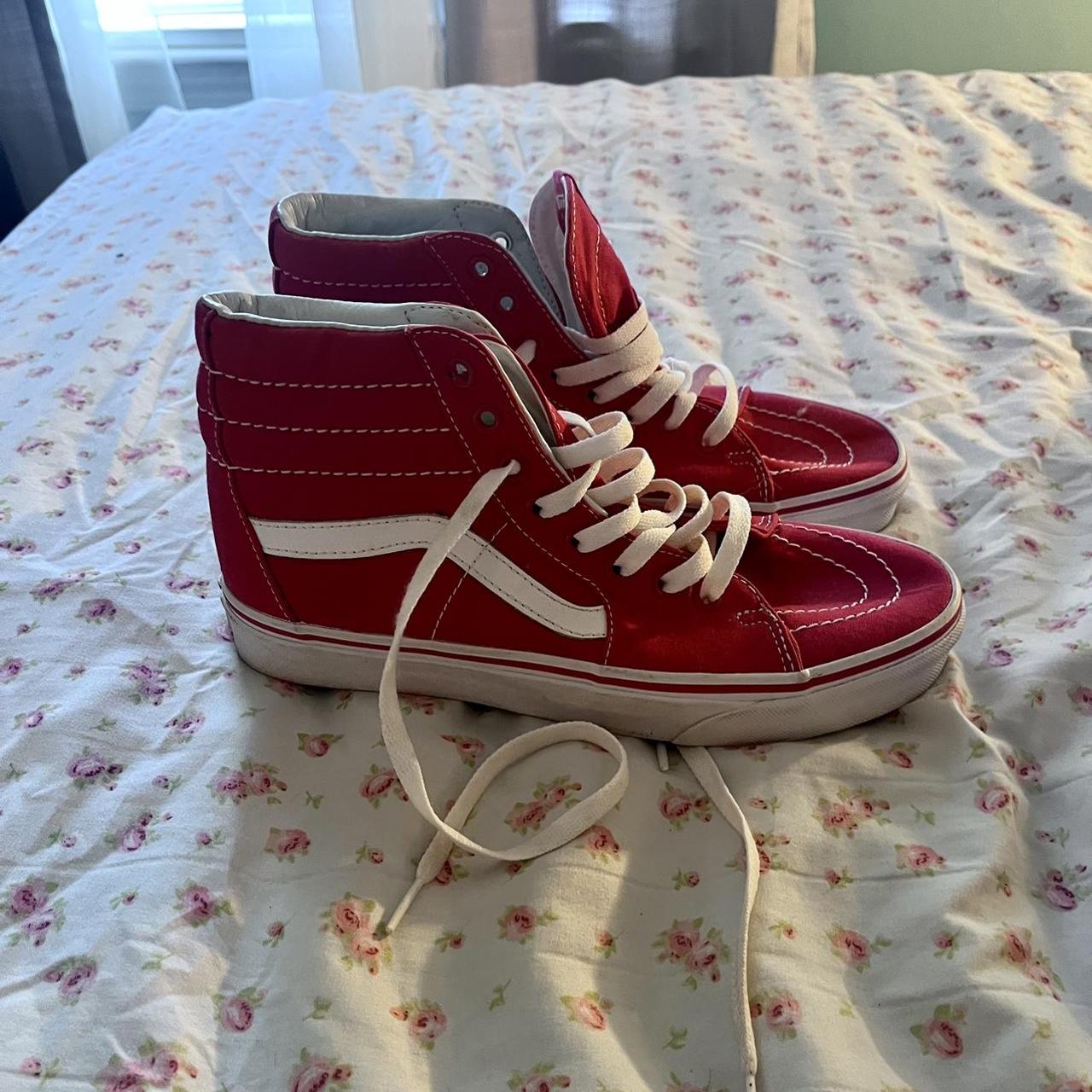 Red high top vans🎸 -women’s size 9 -used but in... - Depop