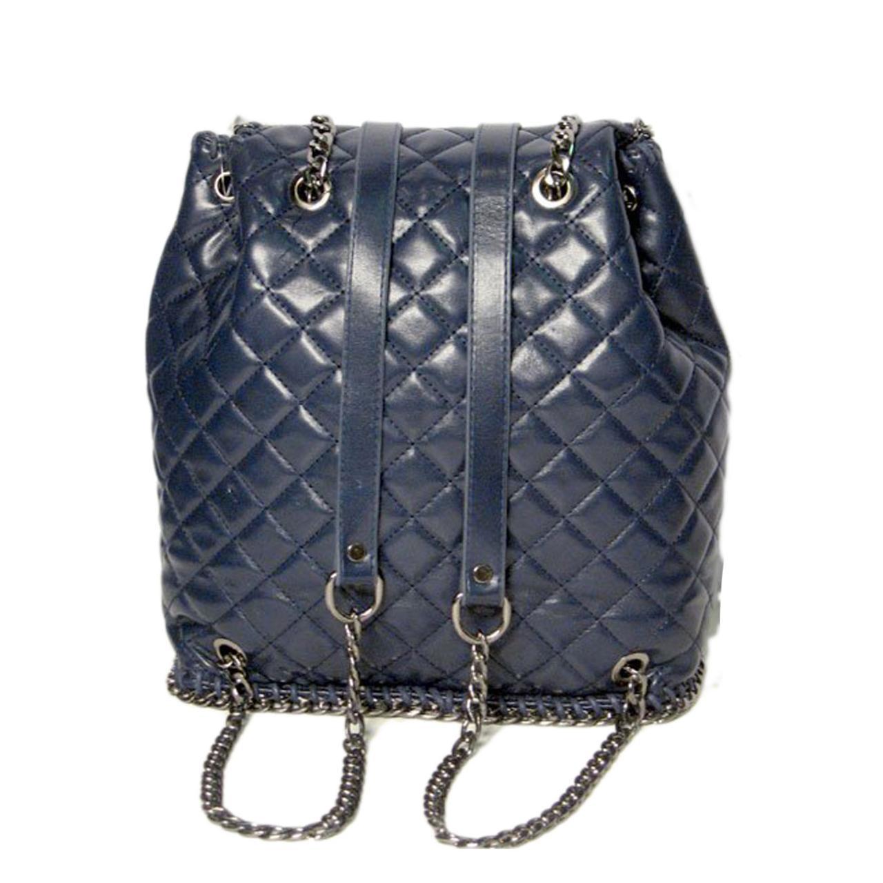 🔥👜🔥NAVY QUILTED CHAIN TRIM BACKPACK🔥👜🔥 Shop our... - Depop