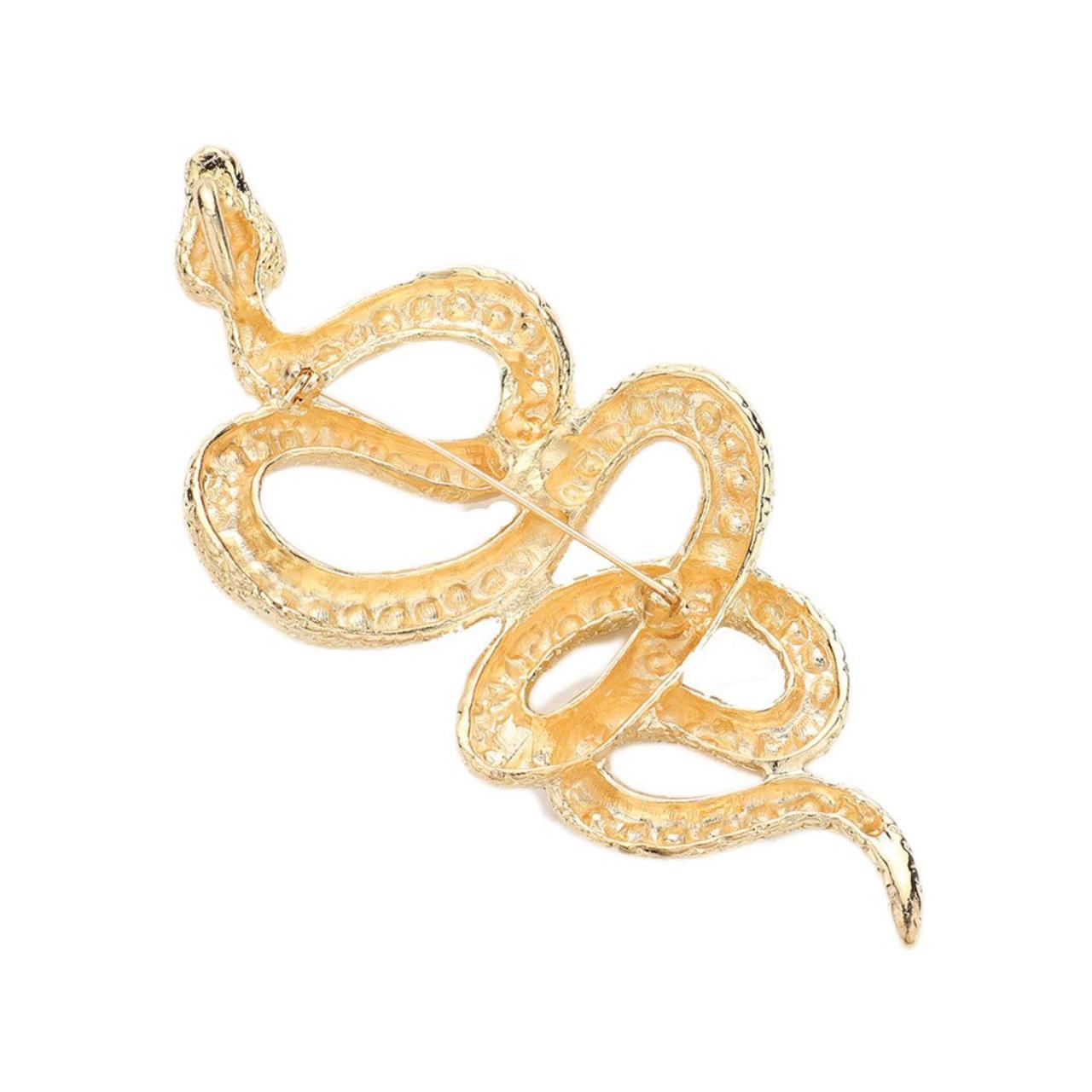 💛🐍 GOLD STONE PAVE SNAKE PIN BROOCH💛🐍 This... - Depop