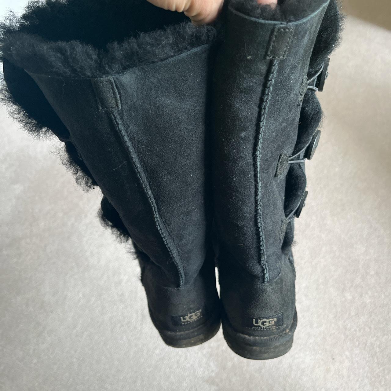 Black UGG boots knee high black button fastening,... - Depop