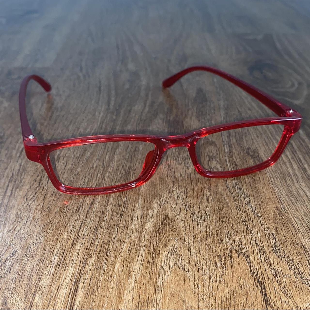 Red rectangular glasses frames #accessorize #glasses... | Depop