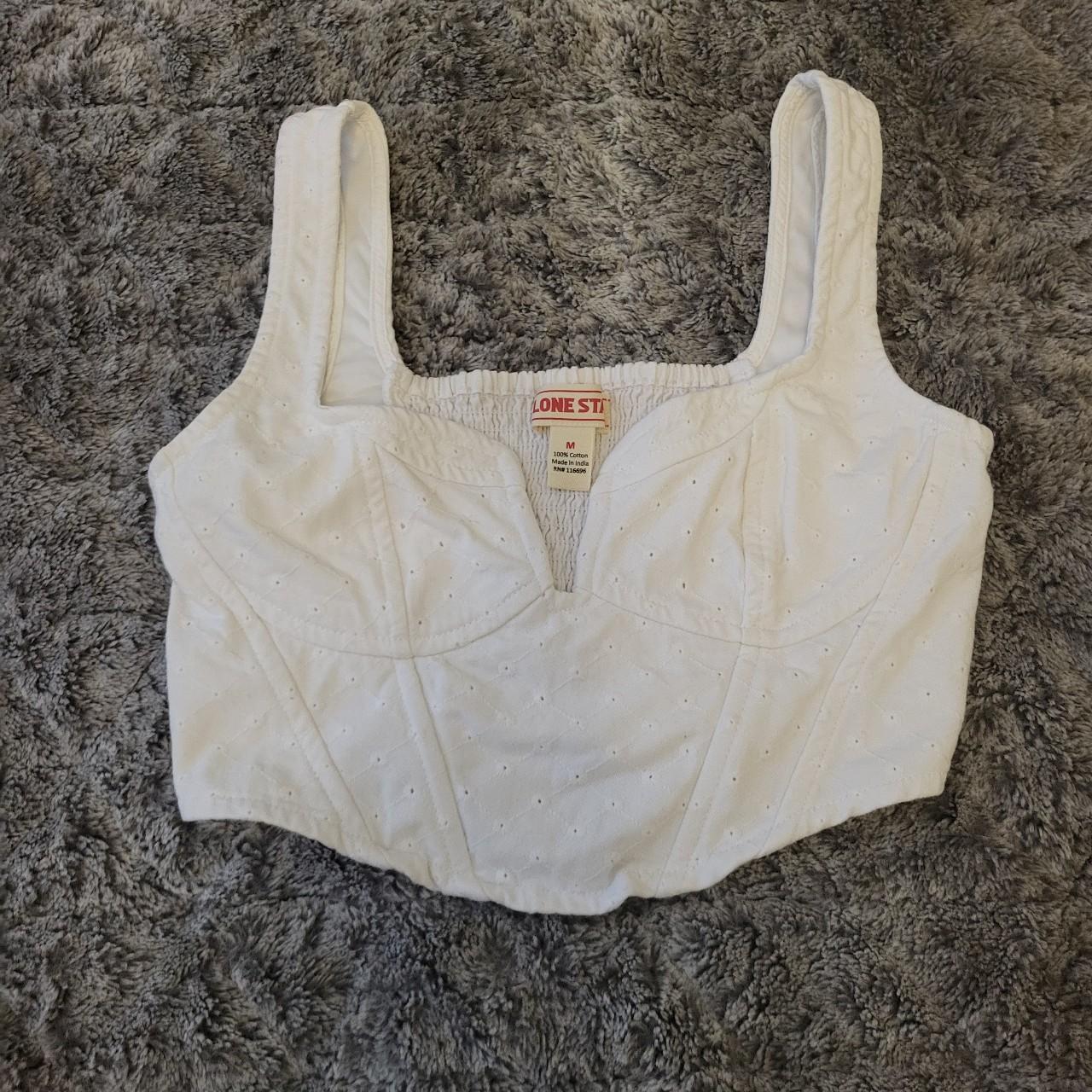 Preppy white linen corset from Lone Star (brandy... - Depop