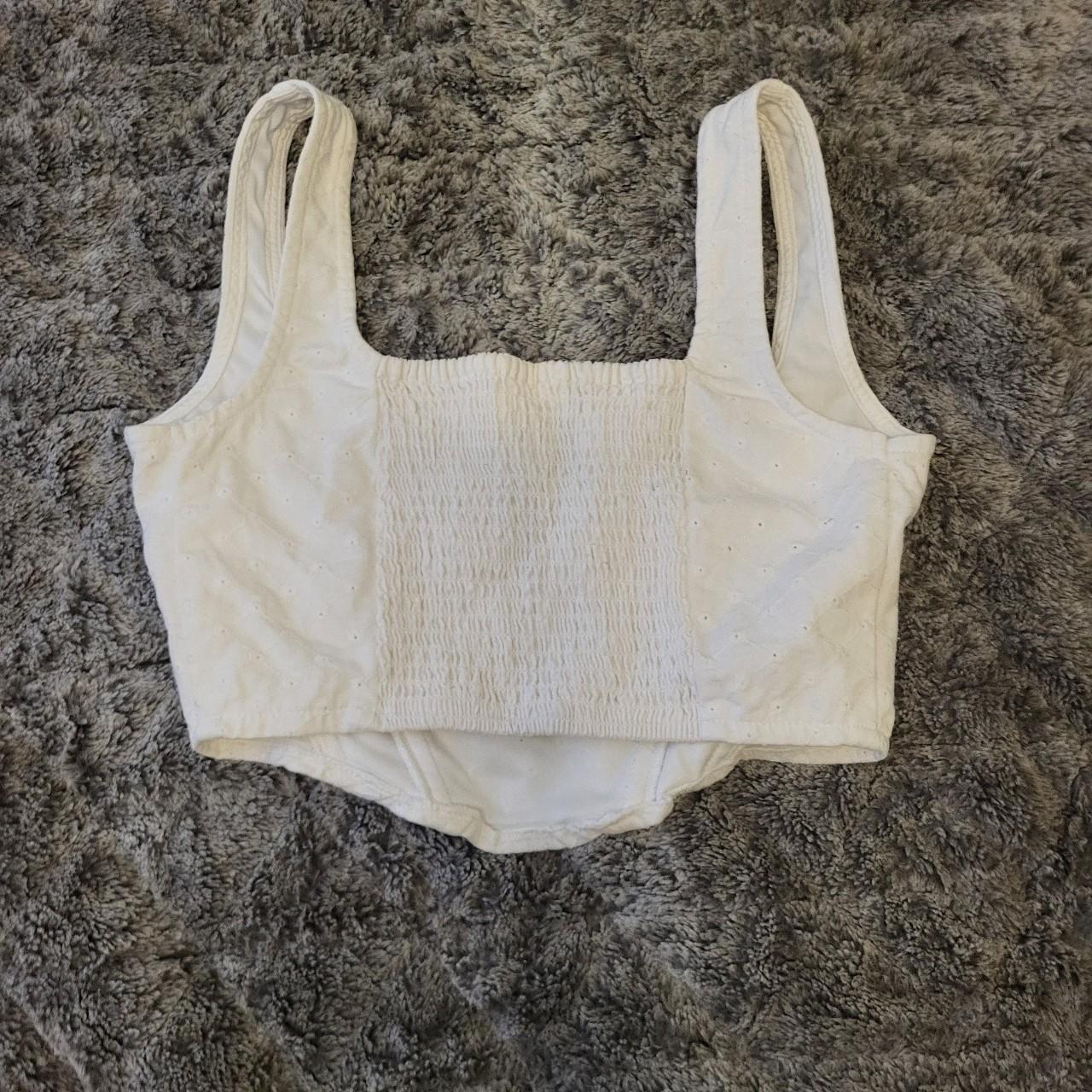 Preppy white linen corset from Lone Star (brandy... - Depop