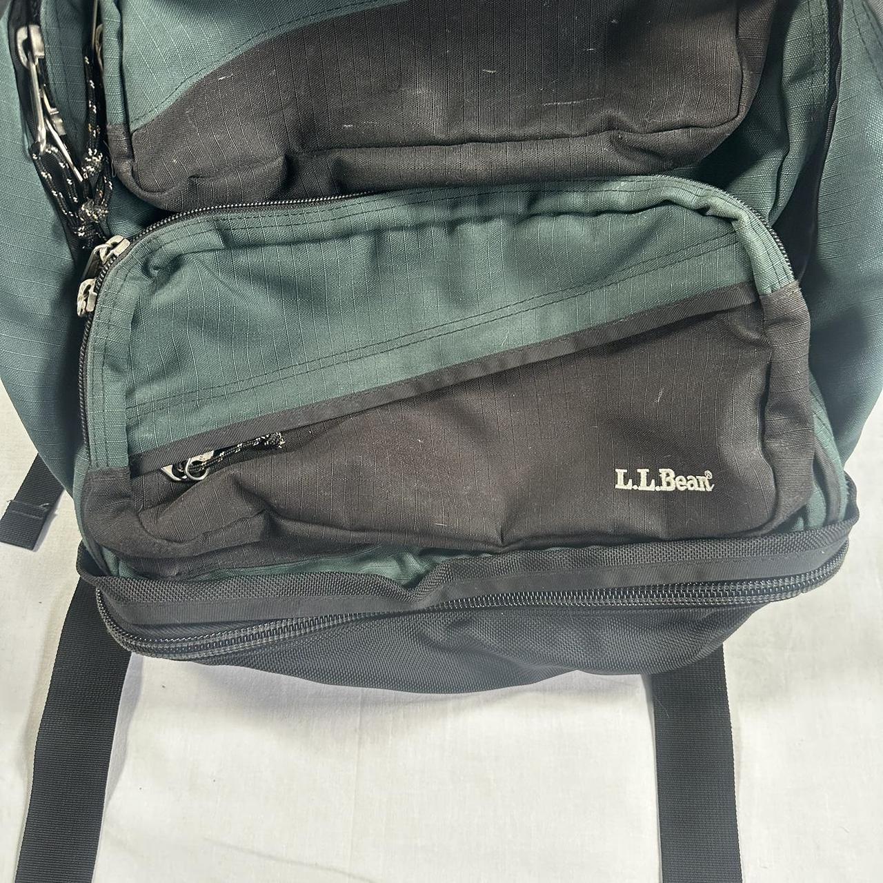 Vintage LL Bean Backpack School Bag Nylon Green... - Depop