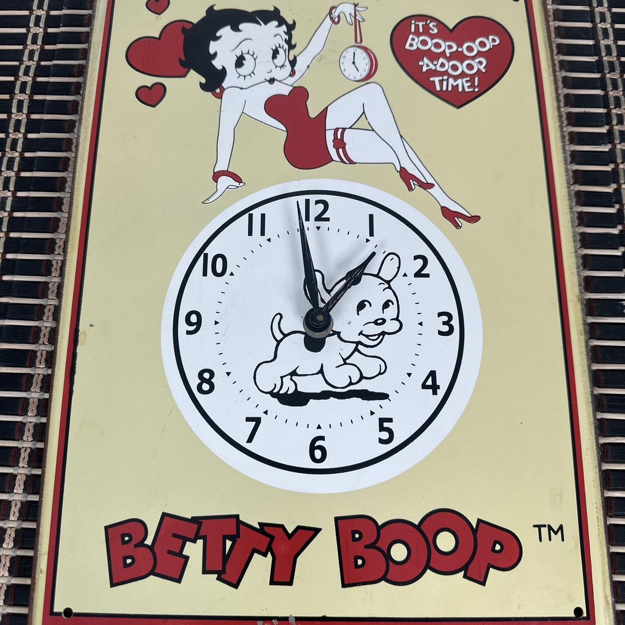 Vintage 2002 Betty Boop Metal Sign Clock Not Working... - Depop