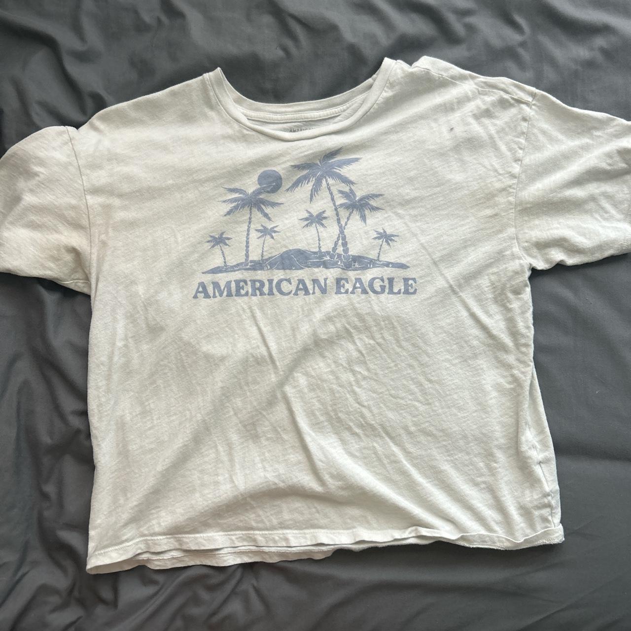 medium white american eagle shirt, only worn a... - Depop