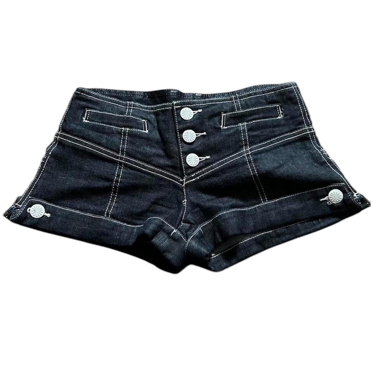 Sly Japan unique dark denim shorts with contrast... | Depop