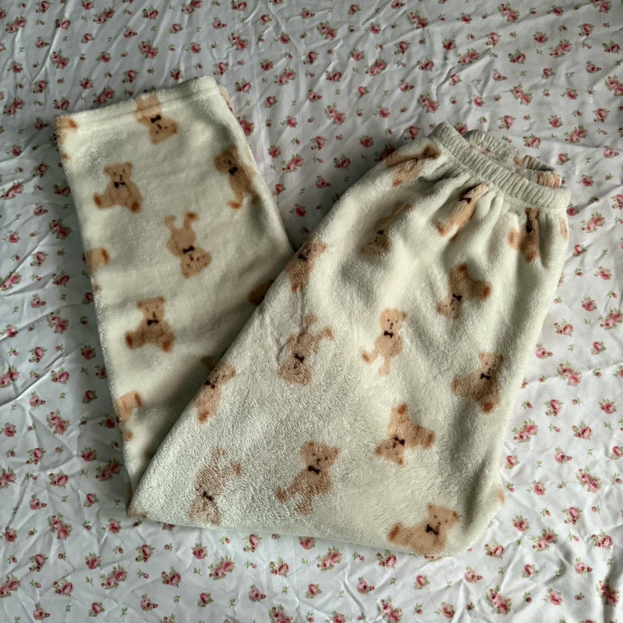 teddy bear pj pants one size but can fit a size... | Depop