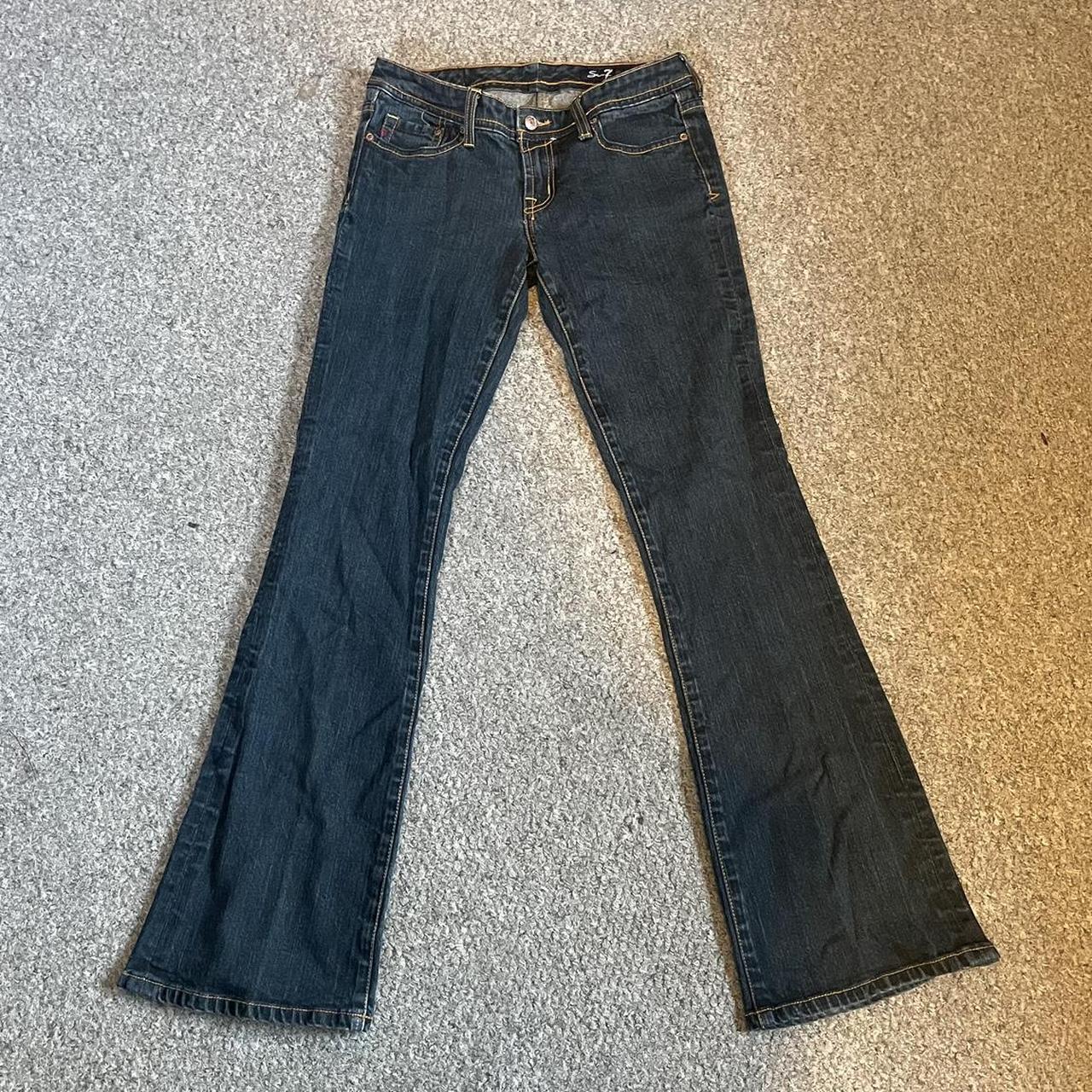 Seven7 jeans blue denim flared jeans with... - Depop