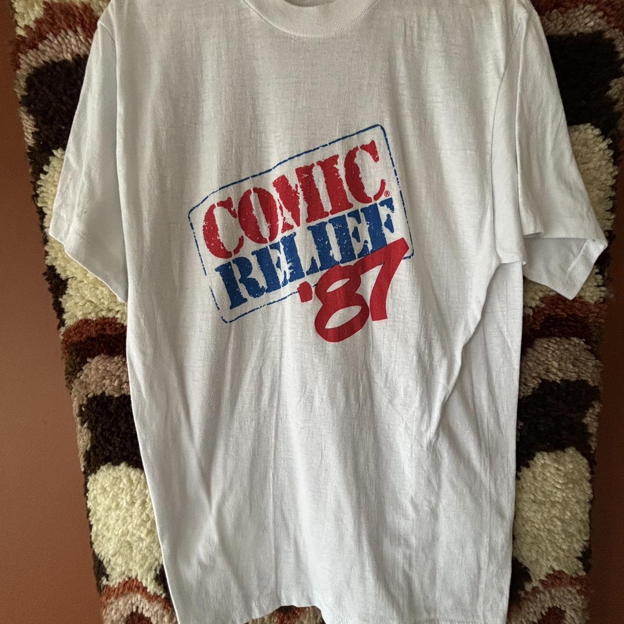 87 comic relief shirt. Soft and thin. Touch of gold... - Depop