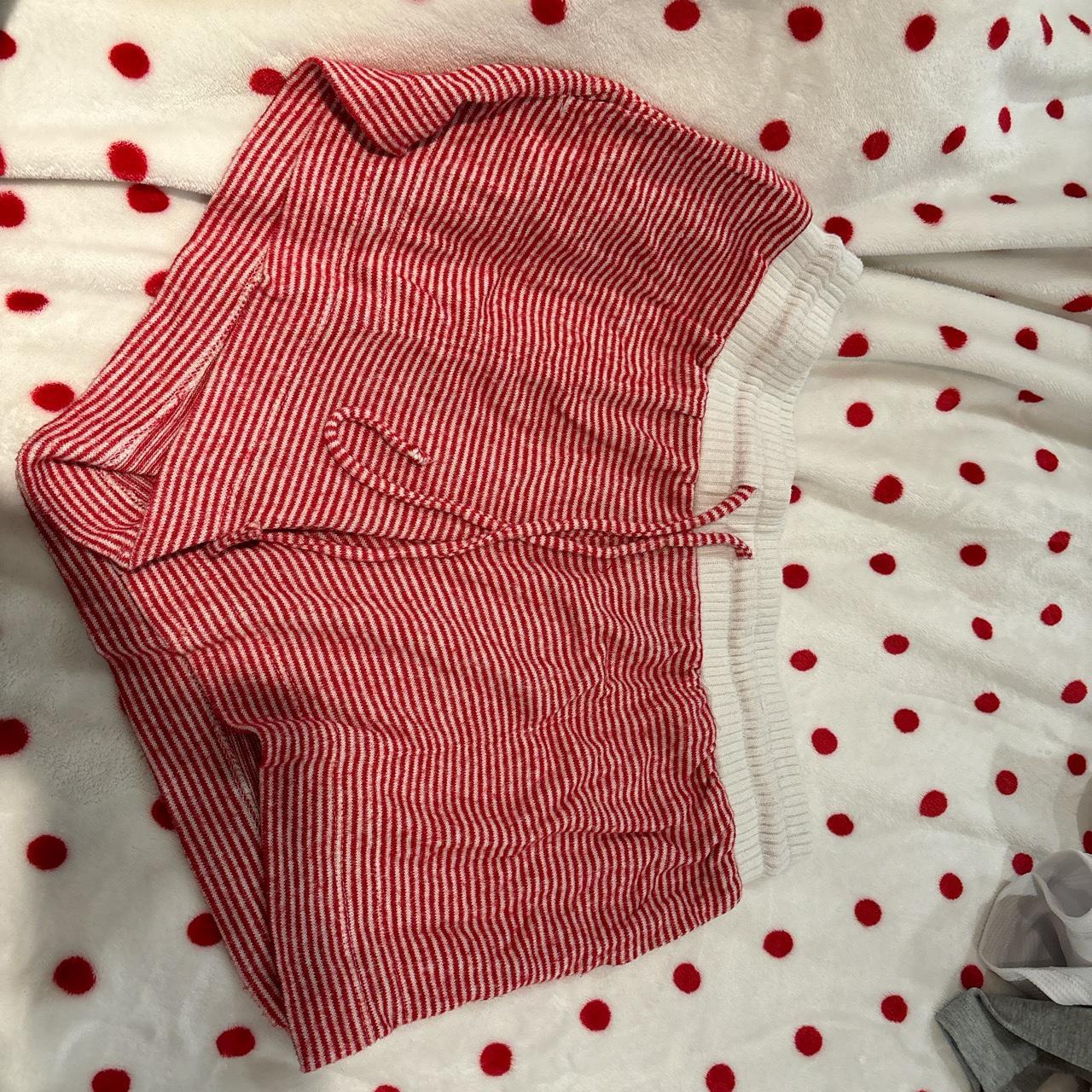 cute white and red striped shorts. super comfy and... - Depop