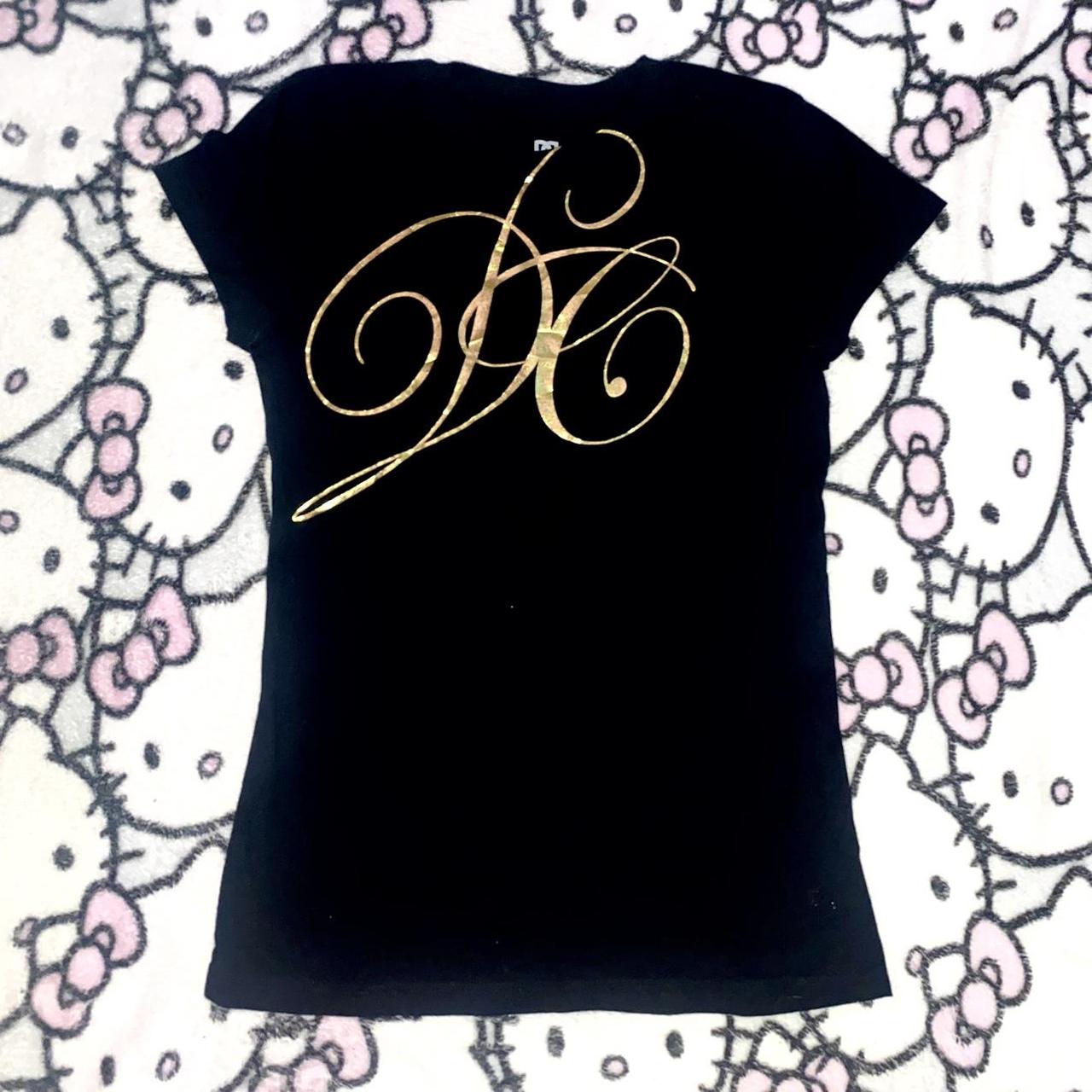 2000s sick gold and black womens dc tee Gold dc back... - Depop