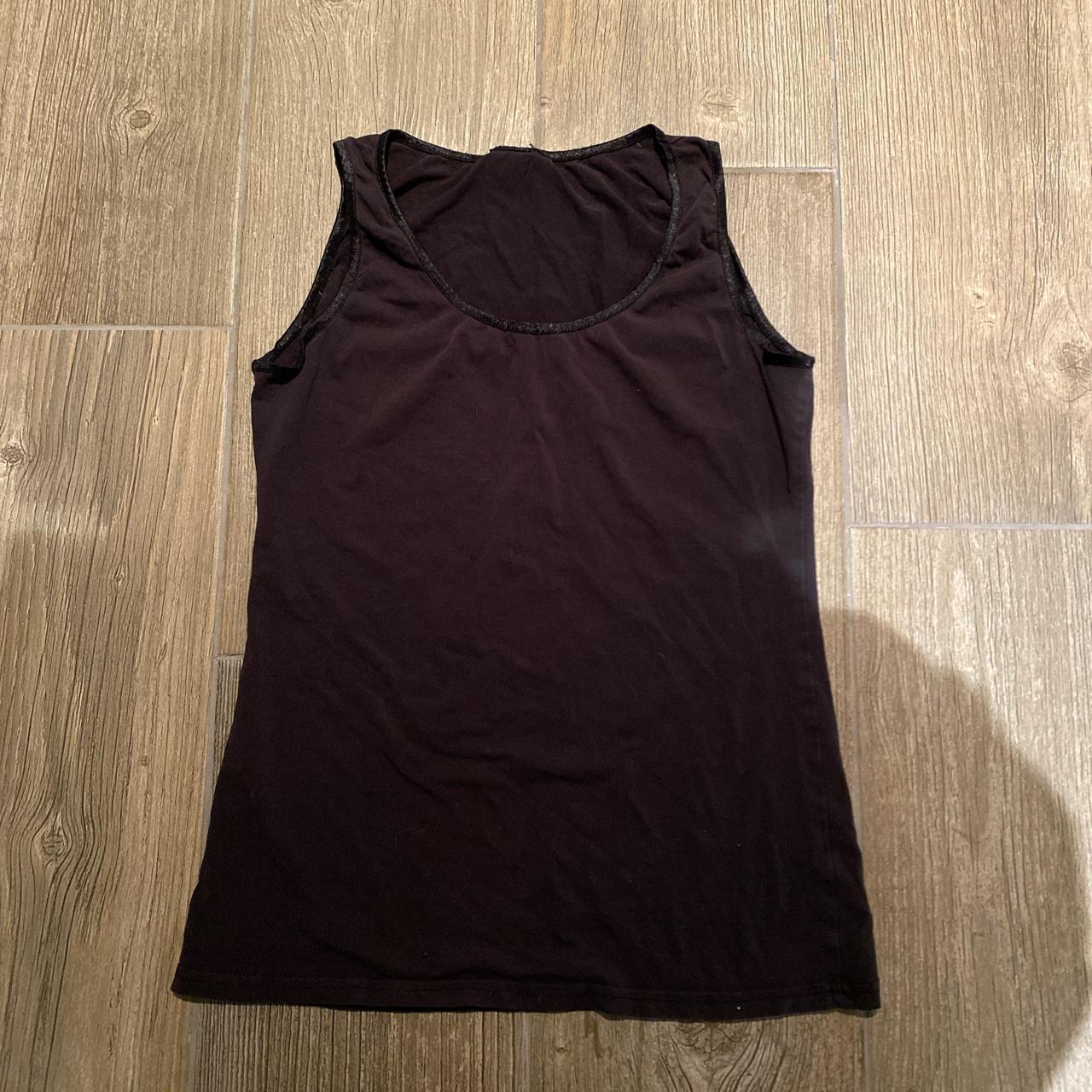 Women’s basic black vest top Size 10 Stretchy... - Depop