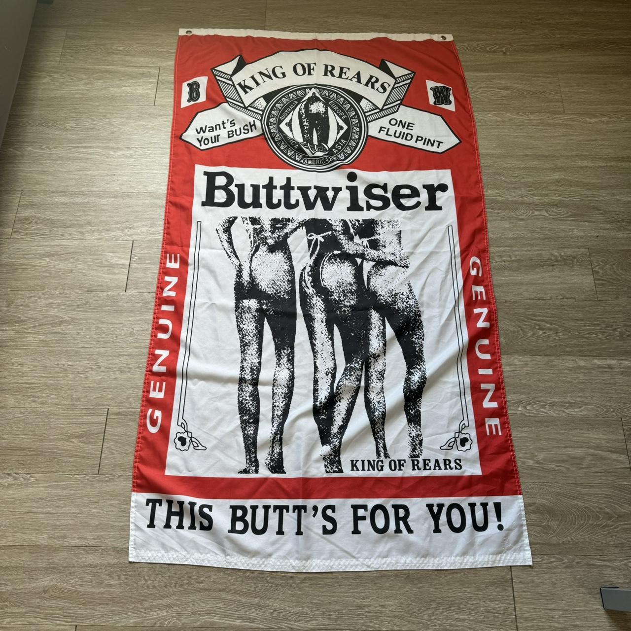 “buttwiser” banner - Depop