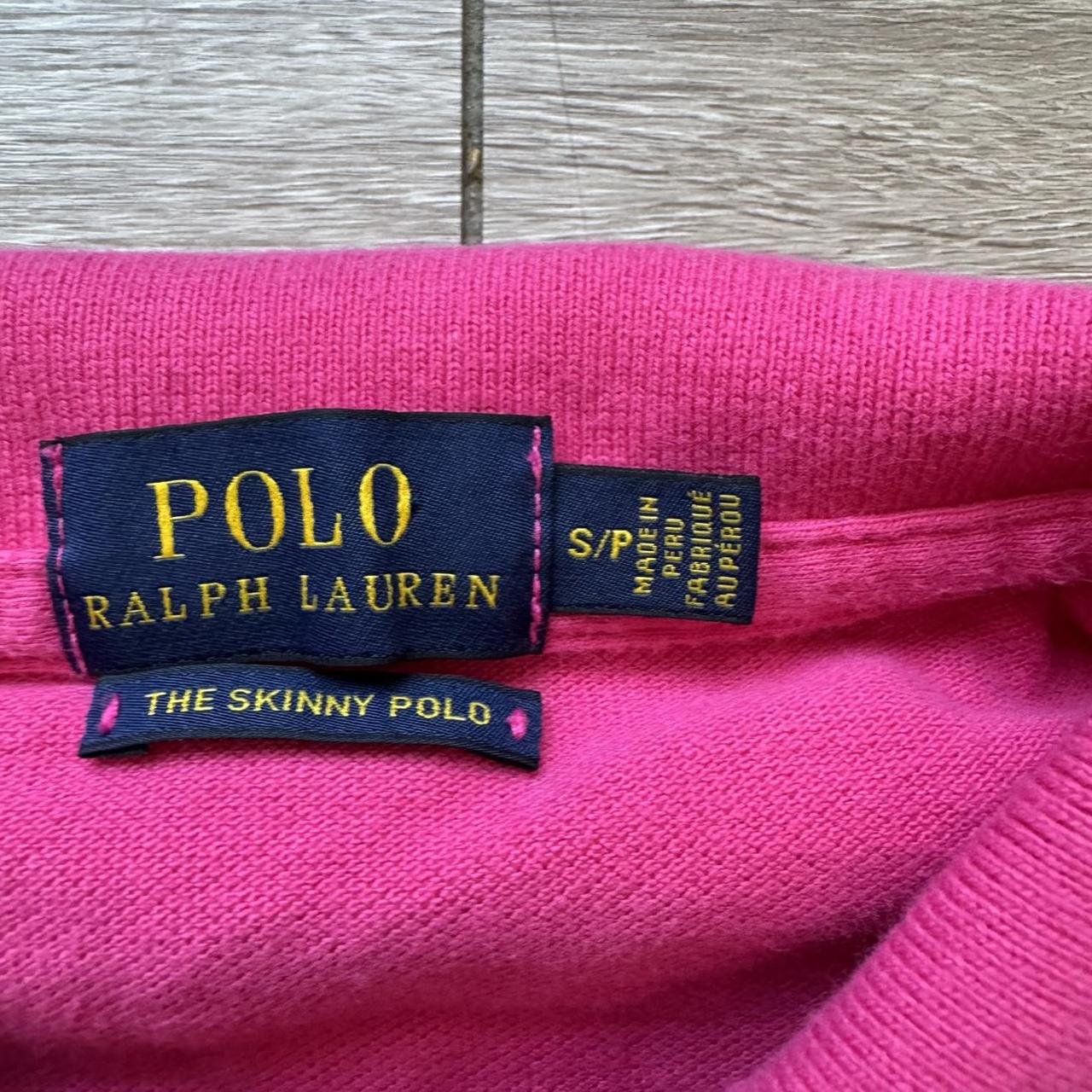 Pink Ralph Lauren polo shirt with embroidered logo... - Depop